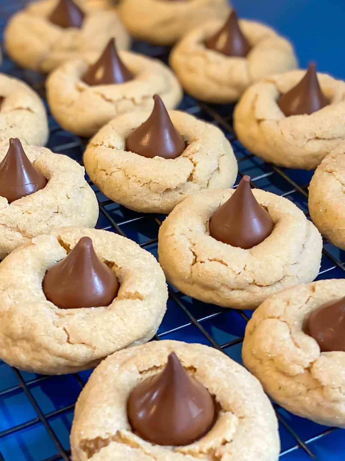 Peanut Butter Blossom Cookies - Whiskful Cooking