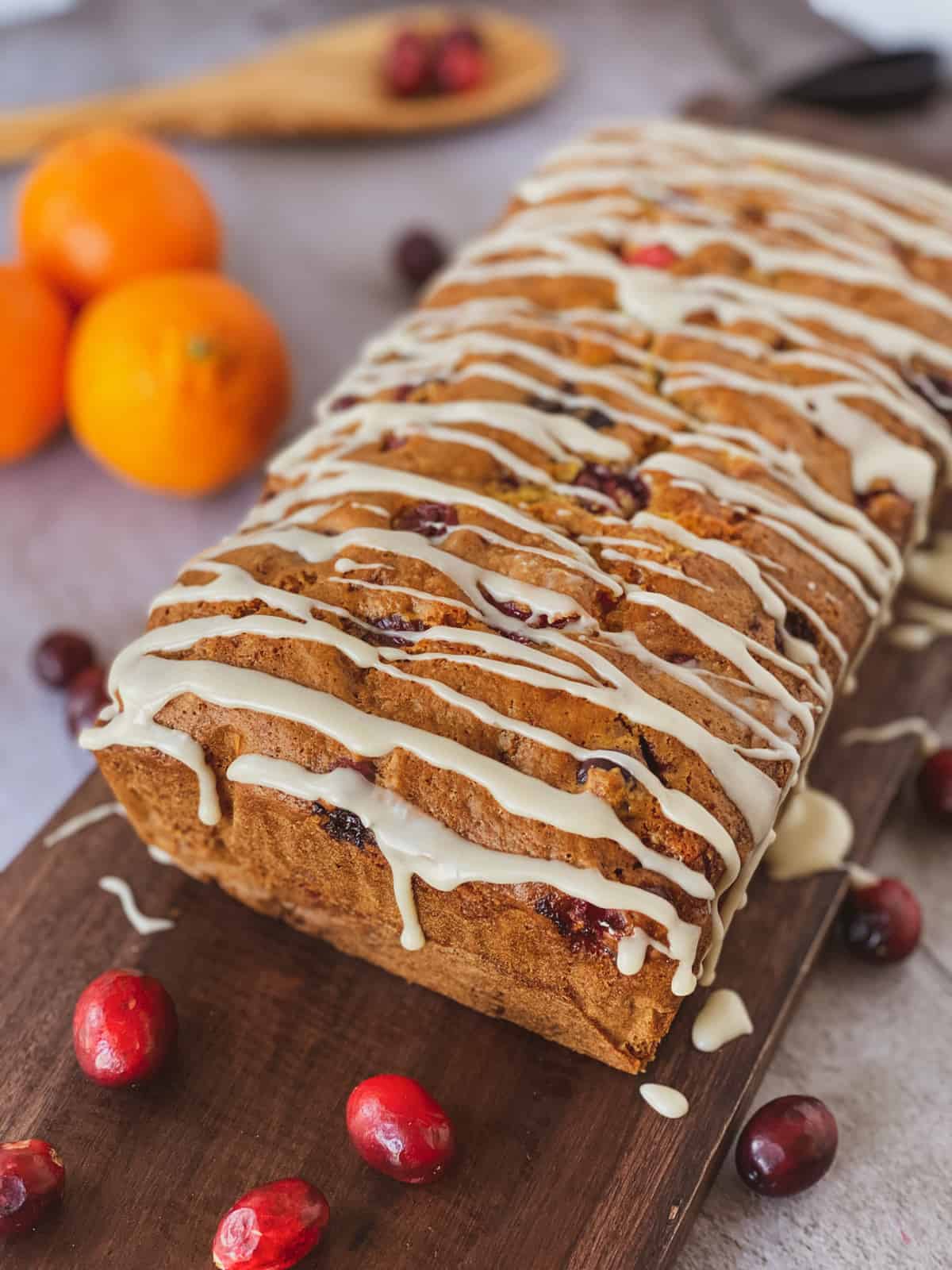 Glazed Cranberry Orange Quick Bread - Whiskful Cooking