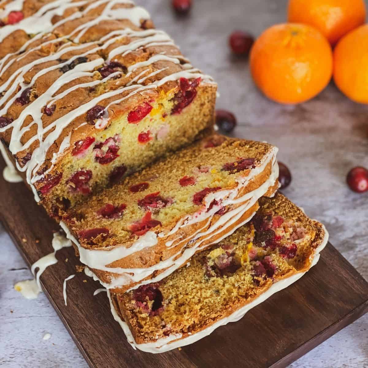 Glazed Cranberry Orange Quick Bread - Whiskful Cooking