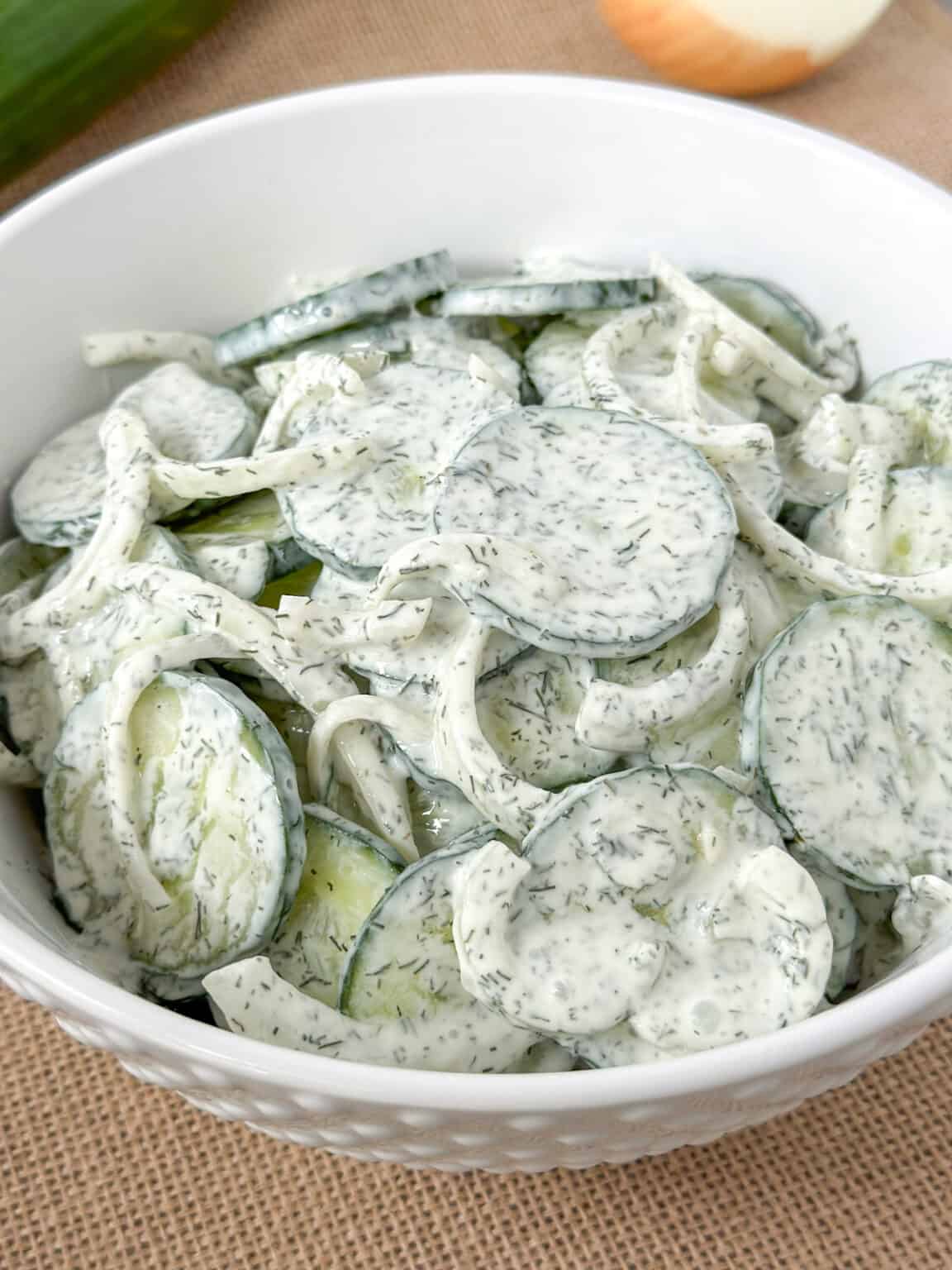 Old Fashioned Creamy Cucumber and Onion Salad - Whiskful Cooking