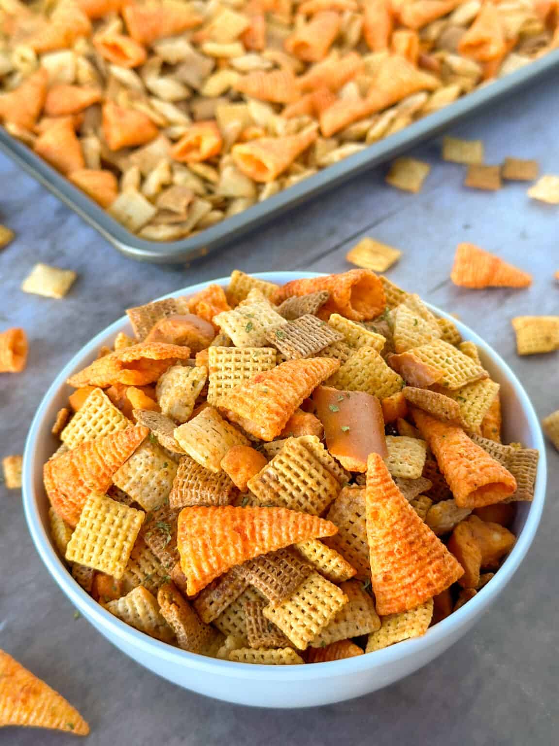 Cheesy Ranch Chex Party Mix Recipe - Whiskful Cooking