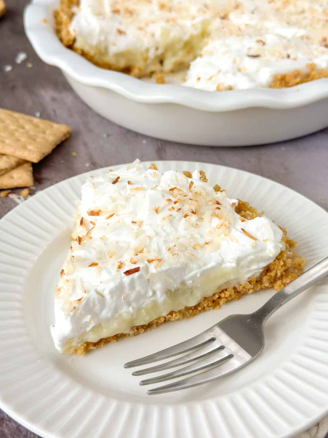 Old Fashioned Coconut Cream Pie with Graham Cracker Crust - Whiskful ...