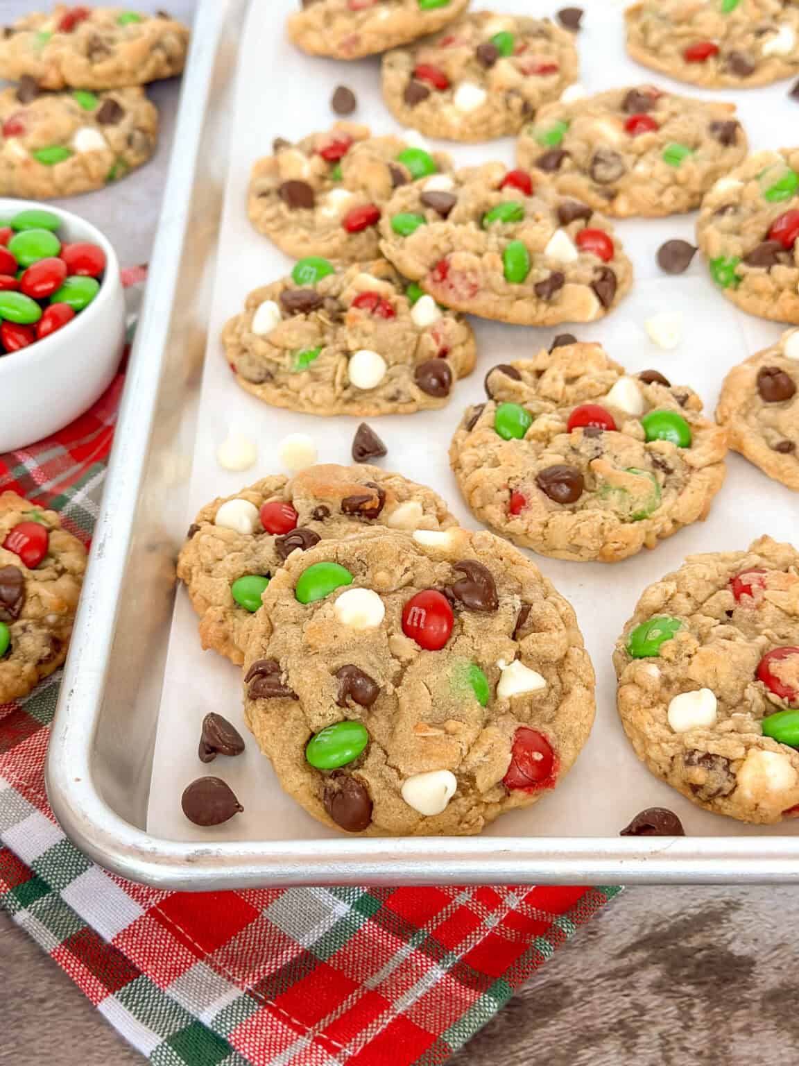 Christmas Monster Cookies - Whiskful Cooking