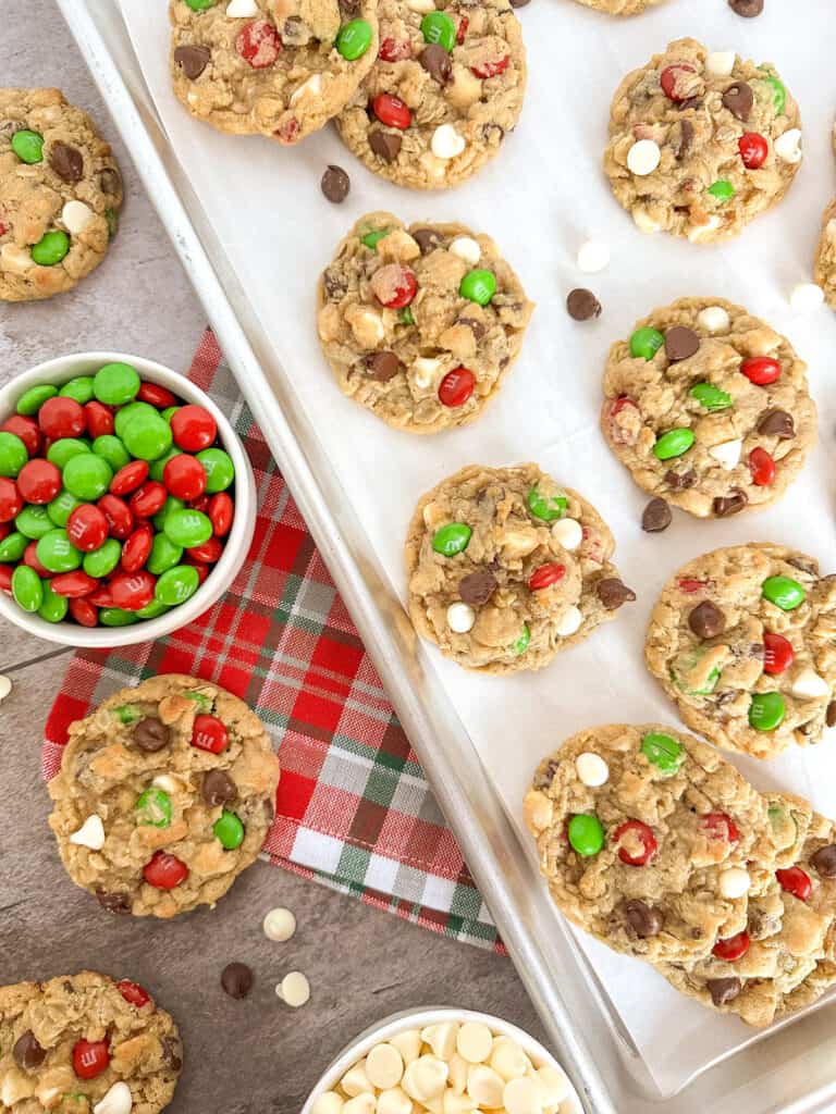Christmas Monster Cookies - Whiskful Cooking